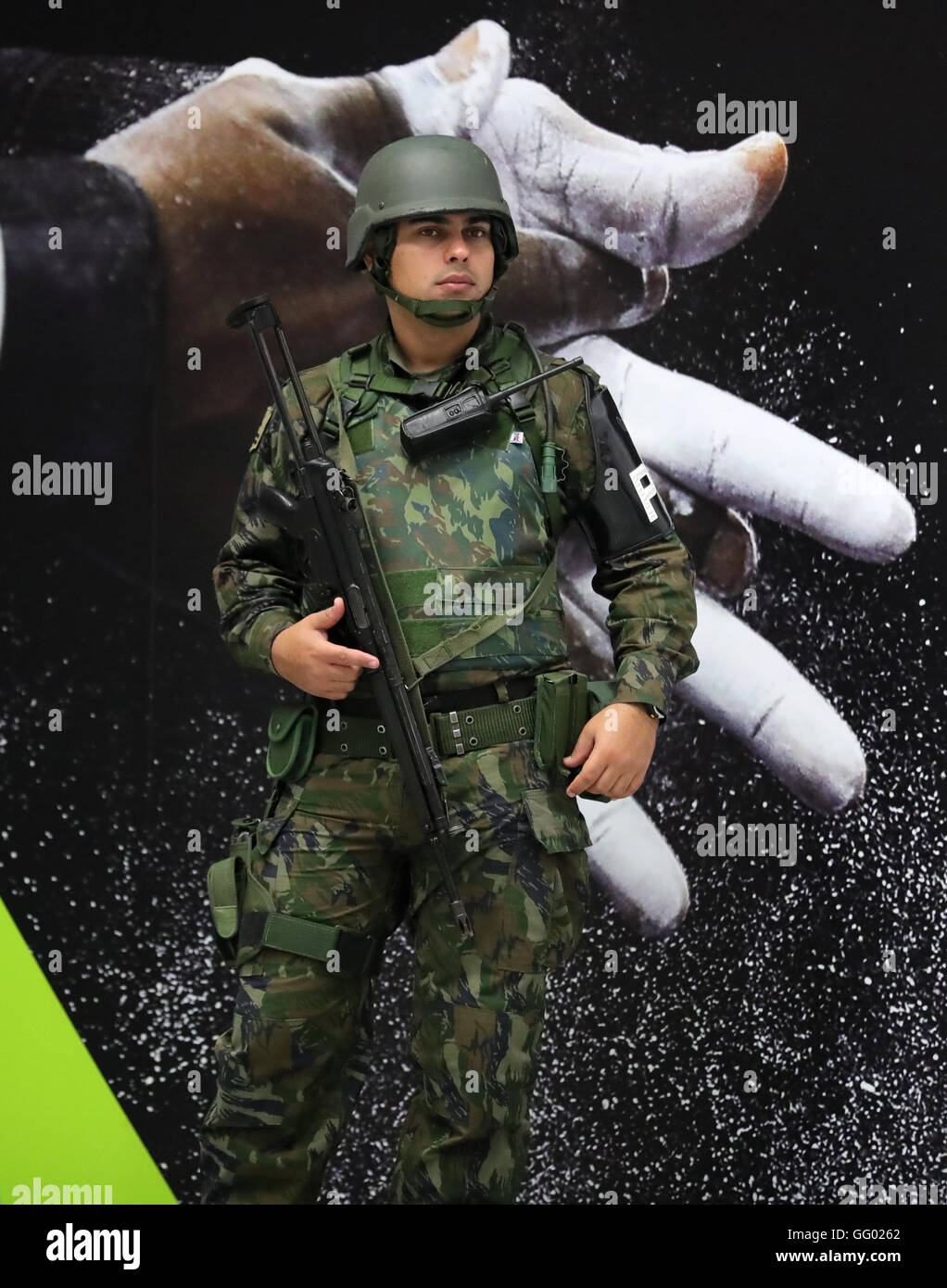 Rio de Janeiro, Brazil. 2nd Aug, 2016. Brazilian armed forces stands ...