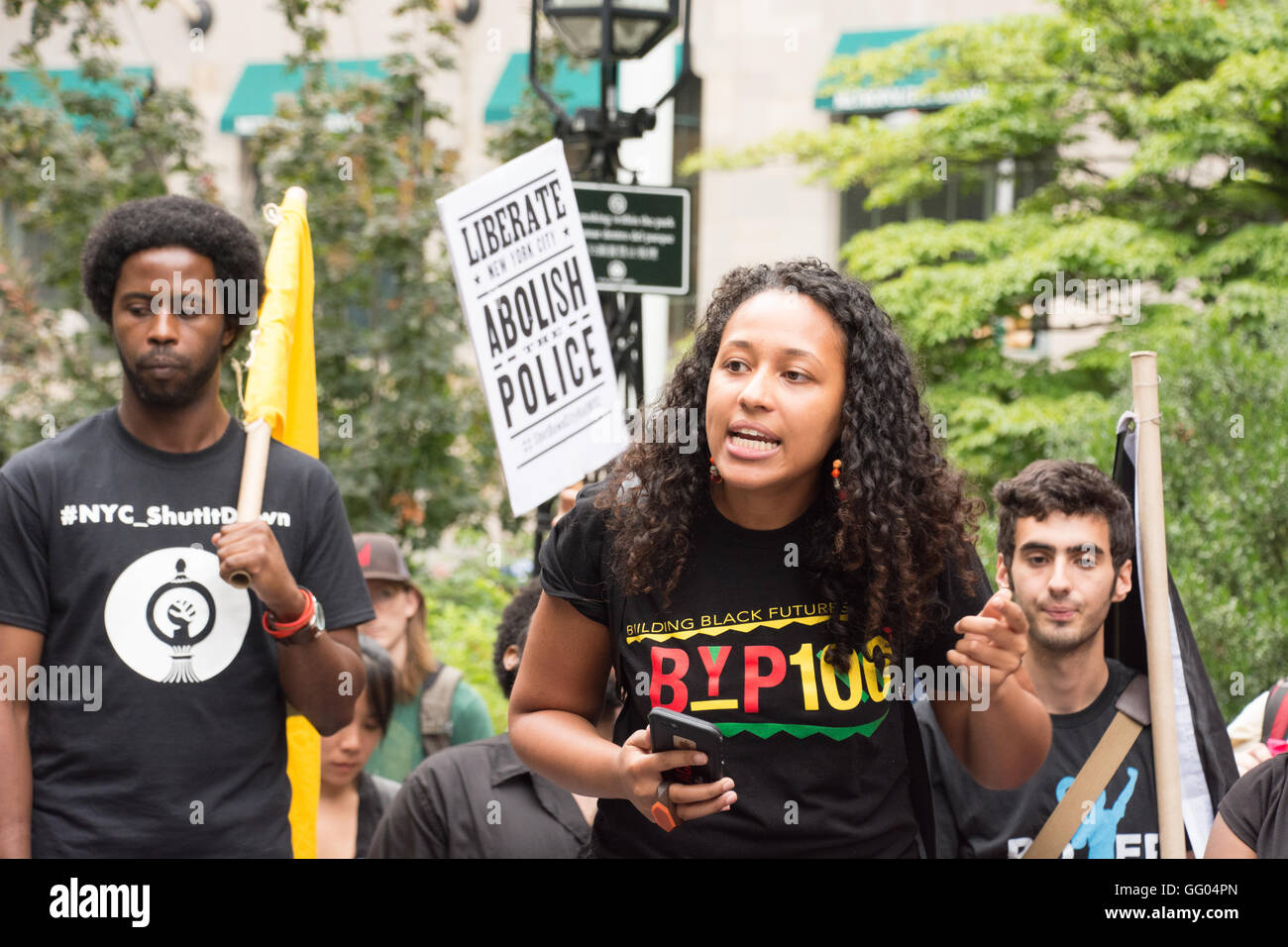 New York, USA. 1st August 2016. Cynthia of the BYP 100 social justice ...