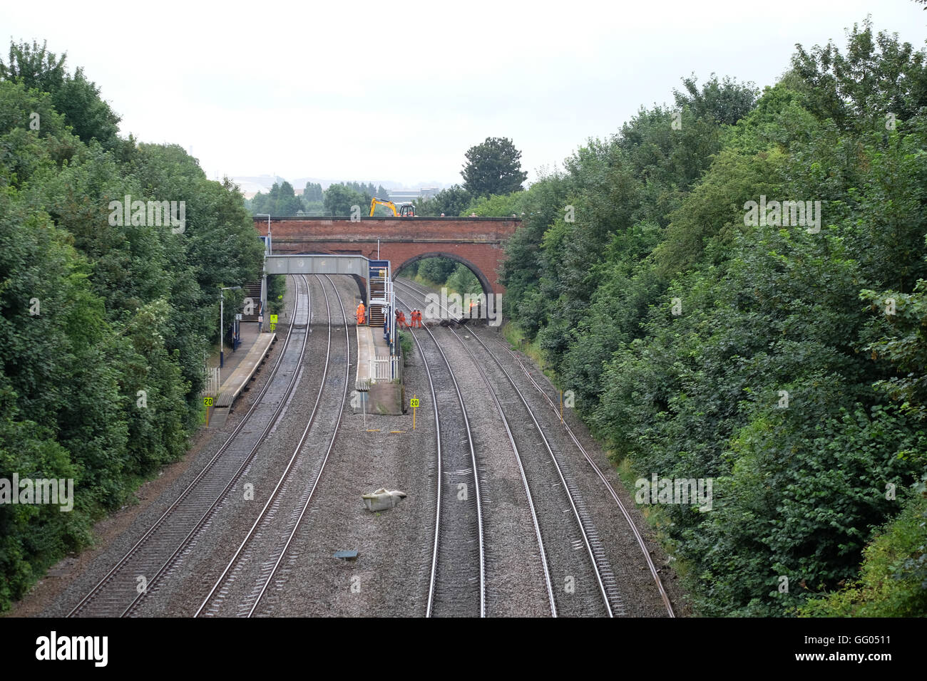 Network rail are at the scene of a bridge collapse in grove road barrow ...