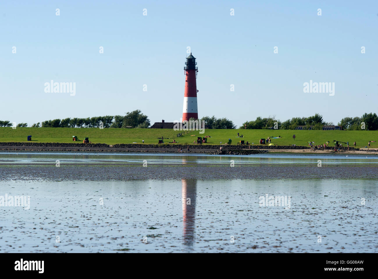 Pellworm, Germany. 02nd Aug, 2016. The historical lighthouse is ...