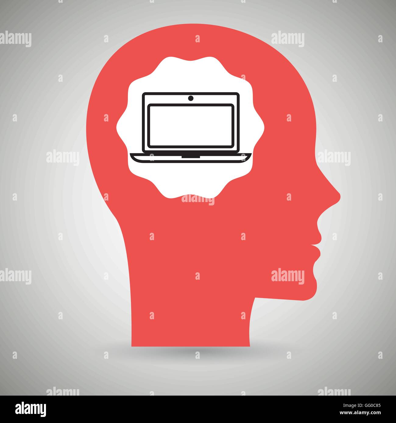 Laptop screen with human head graphic Stock Vector Images - Alamy