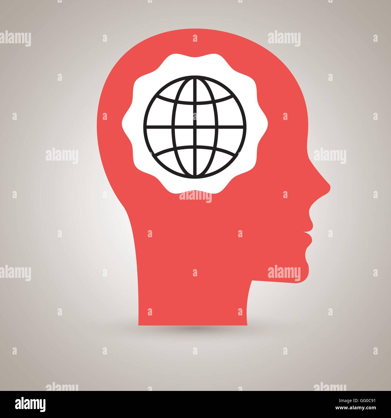 silhouette head world connection Stock Vector Image & Art - Alamy