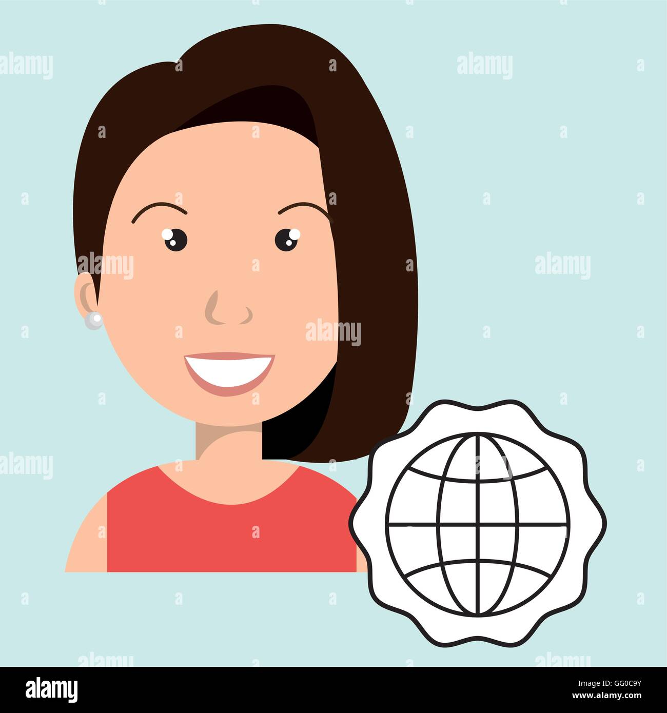 woman happy face world connection Stock Vector Image & Art - Alamy