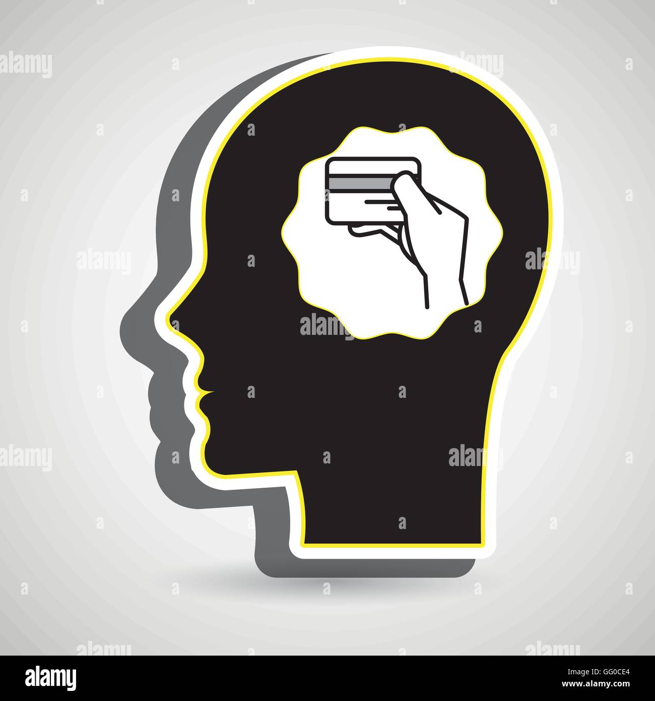 silhouette head card hand Stock Vector Image & Art - Alamy