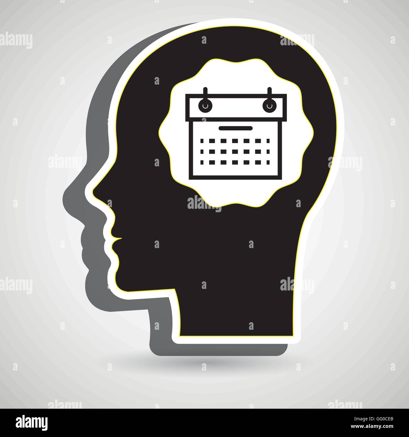 silhouette head calendar date Stock Vector Image & Art - Alamy