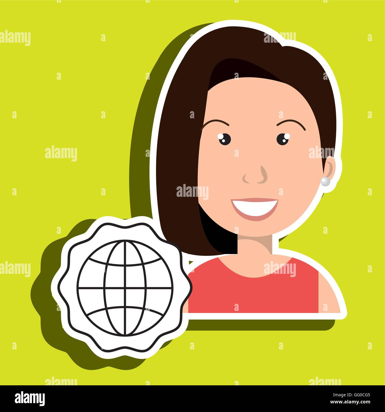 woman happy face world connection Stock Vector Image & Art - Alamy