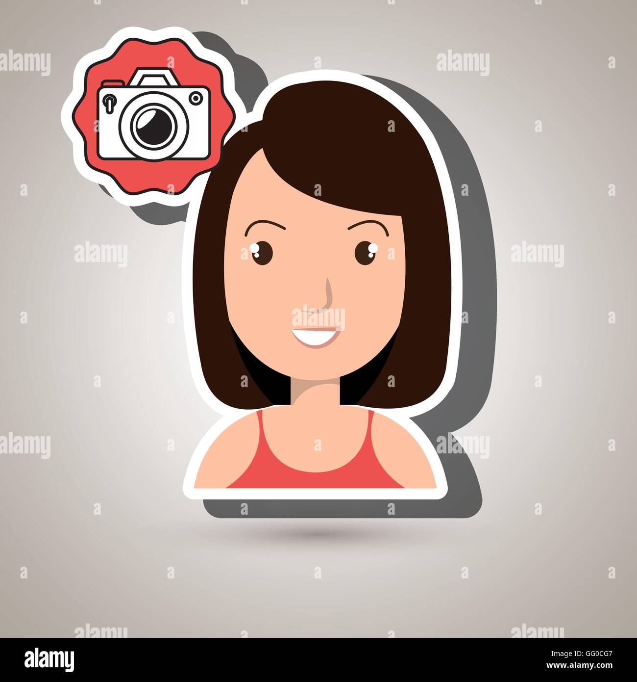 woman happy face camera Stock Vector Image & Art - Alamy