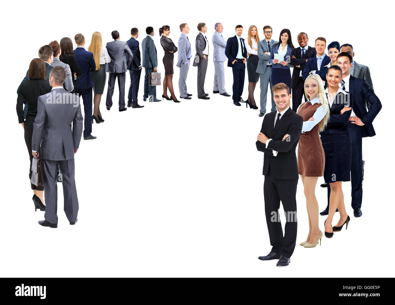 Business group stand in a circle isolated over white backgroun Stock ...