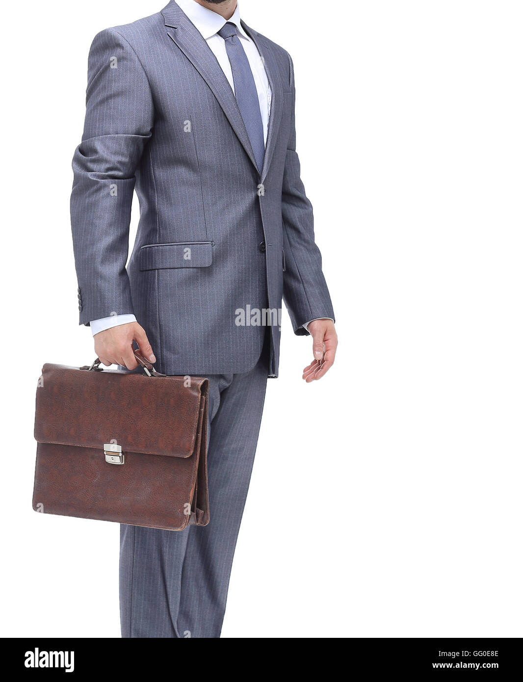 Man in grey suit and briefcase hi-res stock photography and images - Alamy