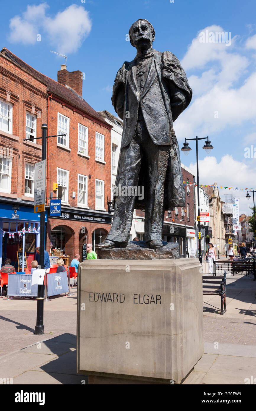Sir Edward Elgar's statue in Worcester High Street. Worcester ...