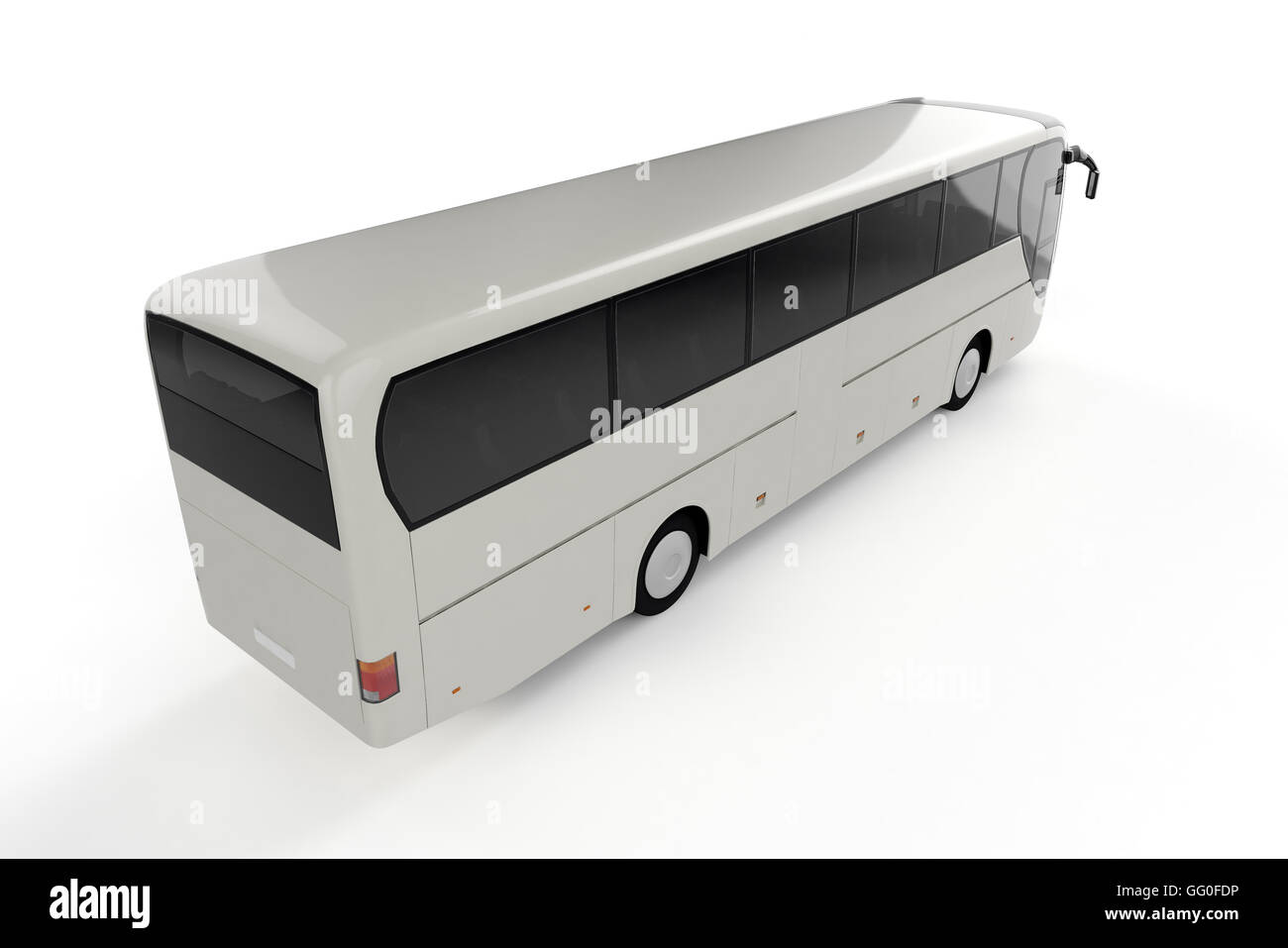 Top Back Perspective View on White City Bus - Background 3D ...