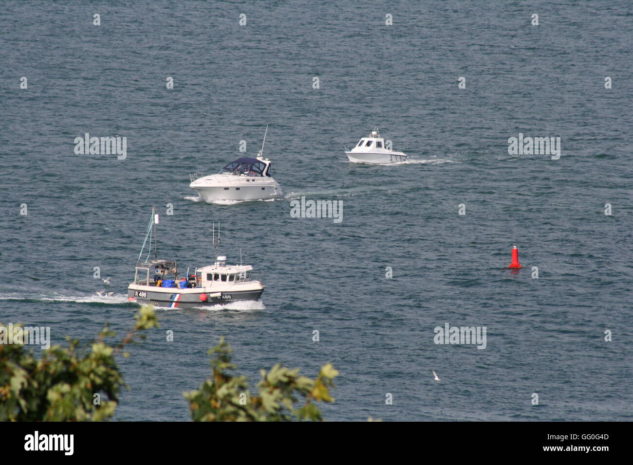 three boats in sea Stock Photo - Alamy
