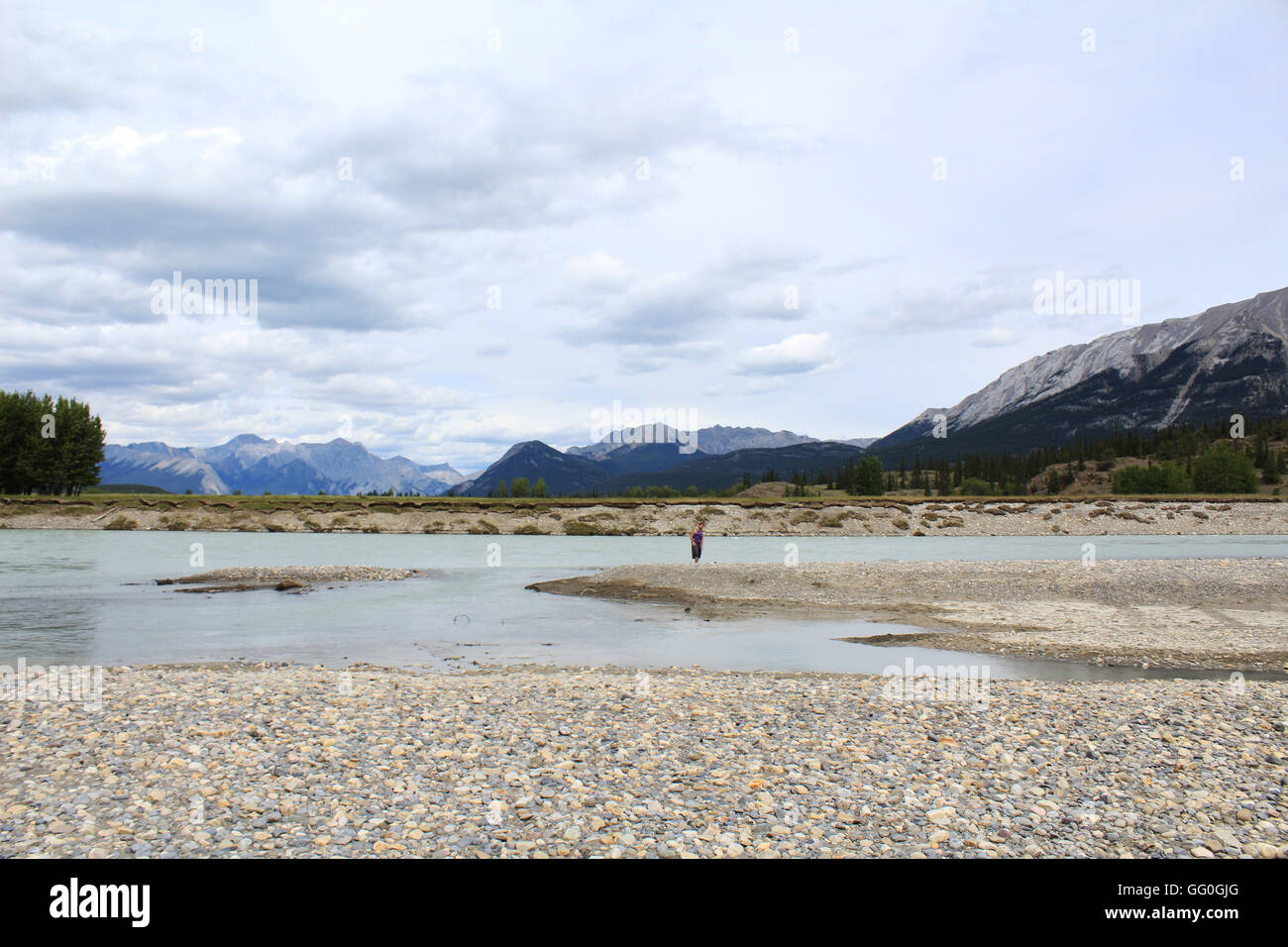 river and mountainscape near david thompson Stock Photo - Alamy