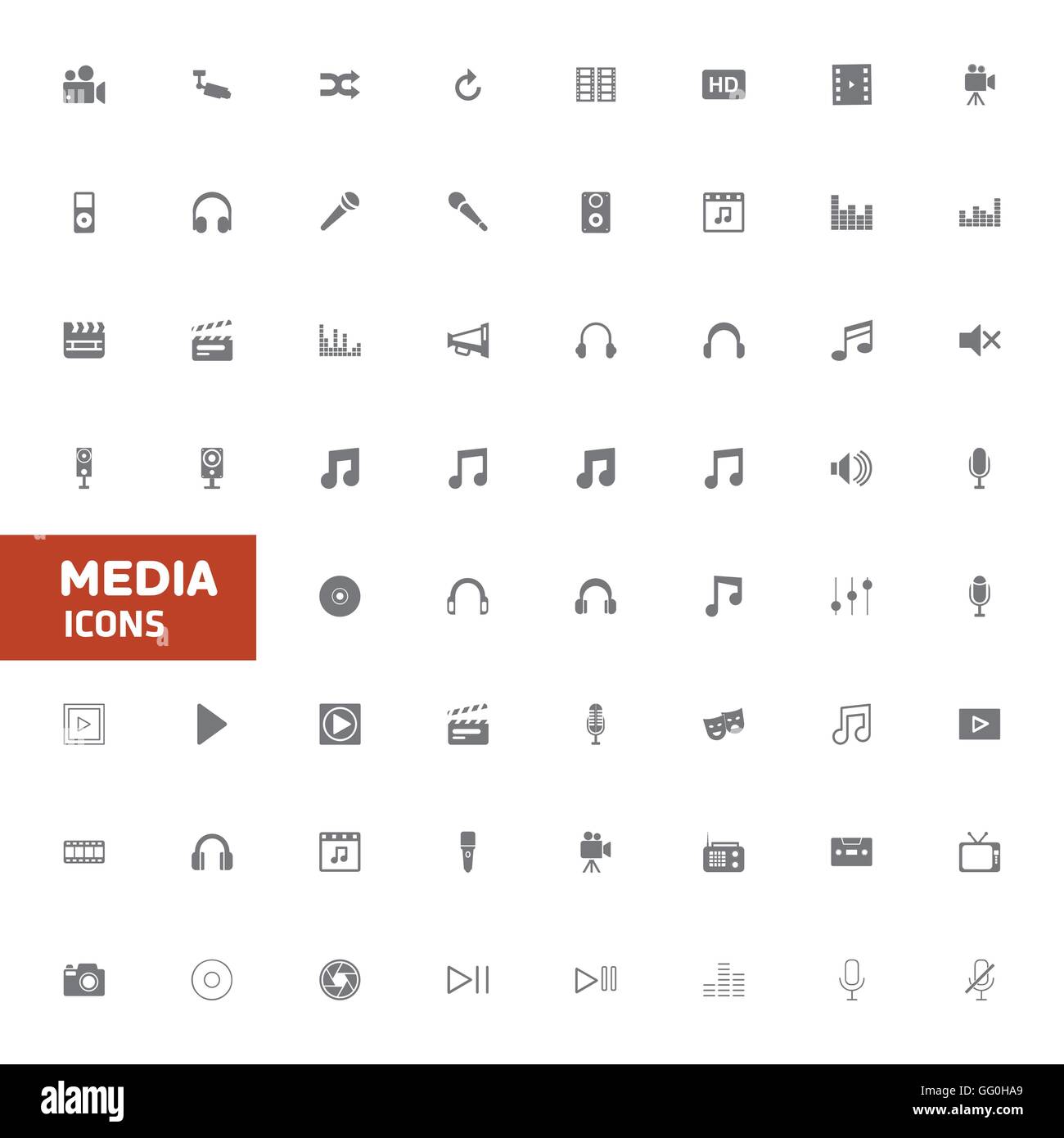 Media Icon, Multimedia icon set. vector illustration Stock Vector Image ...