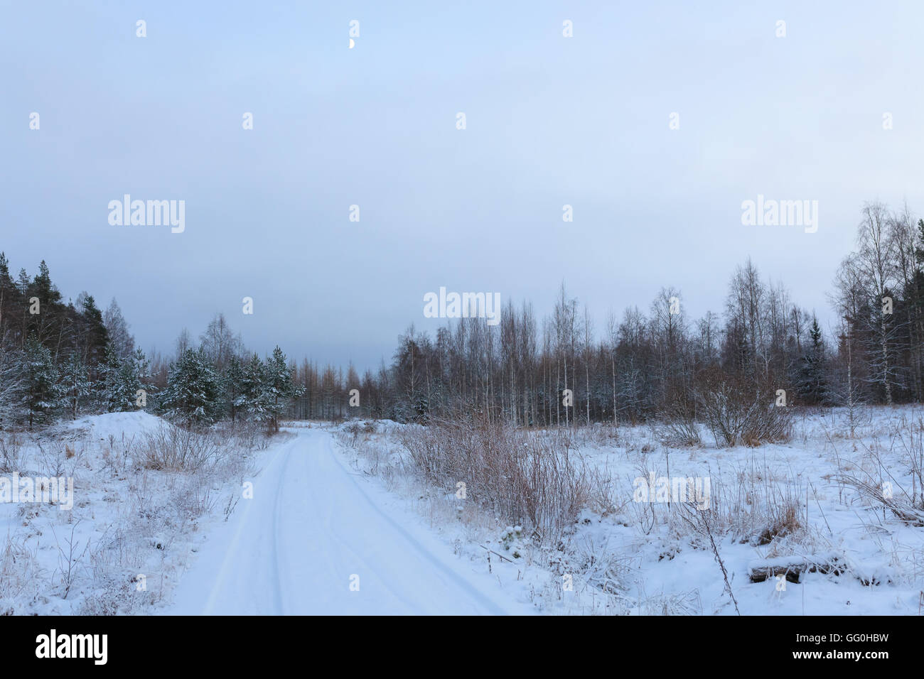 Snow dirt road at countryside Stock Photo - Alamy