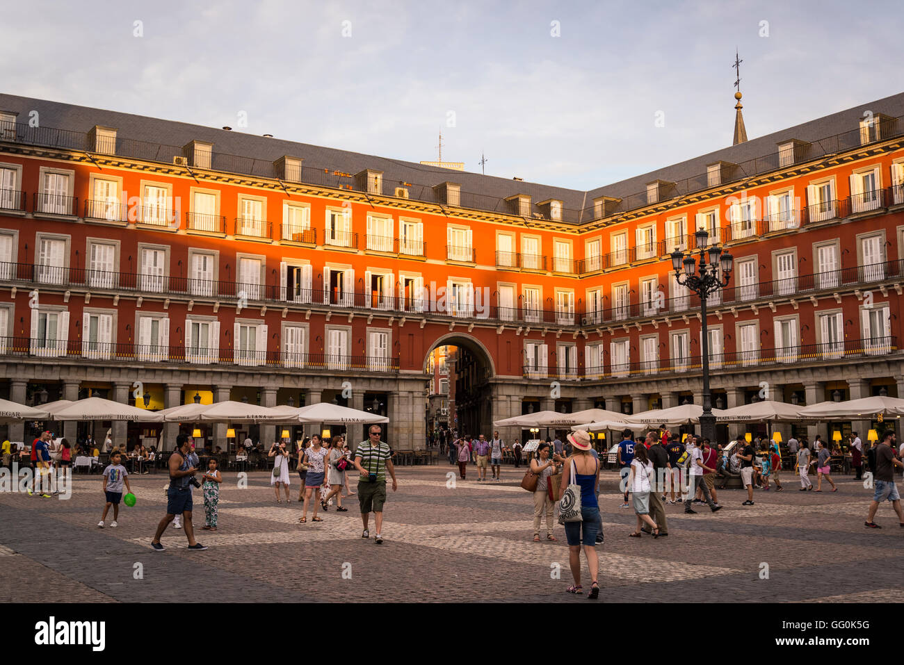 Plaza Mayor, landmark square built in 17th century, Madrid, Spain Stock ...