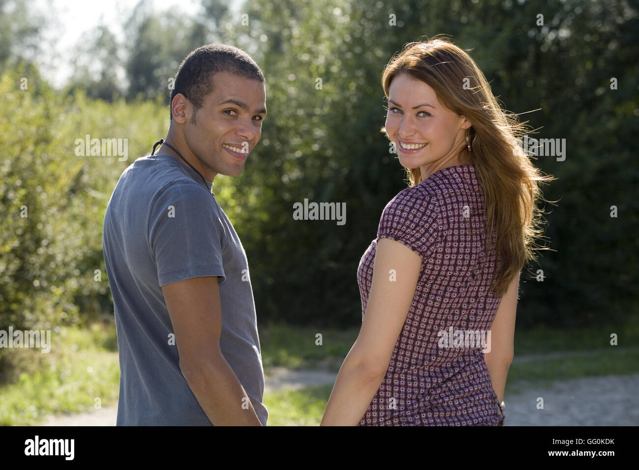Back view young couple in love at hi-res stock photography and images ...