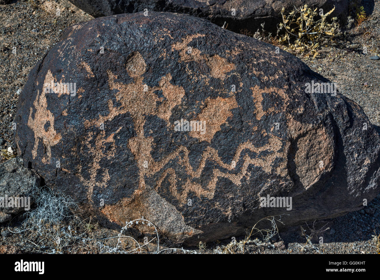 Petroglyphs by Hohokam people, at Painted Rock Petroglyph Site, Sonoran ...