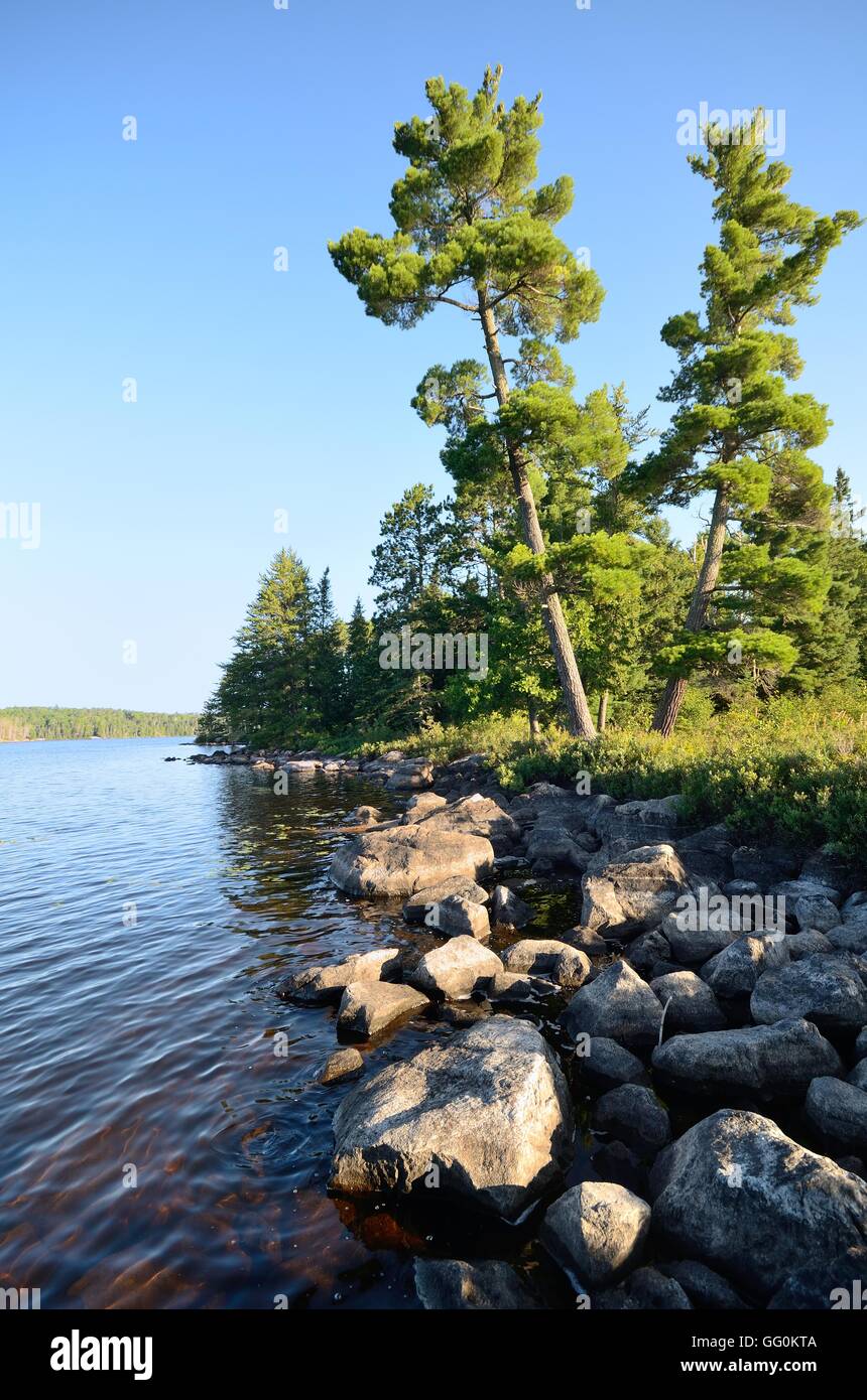 Rocky wilderness shoreline evergreen trees hi-res stock photography and ...