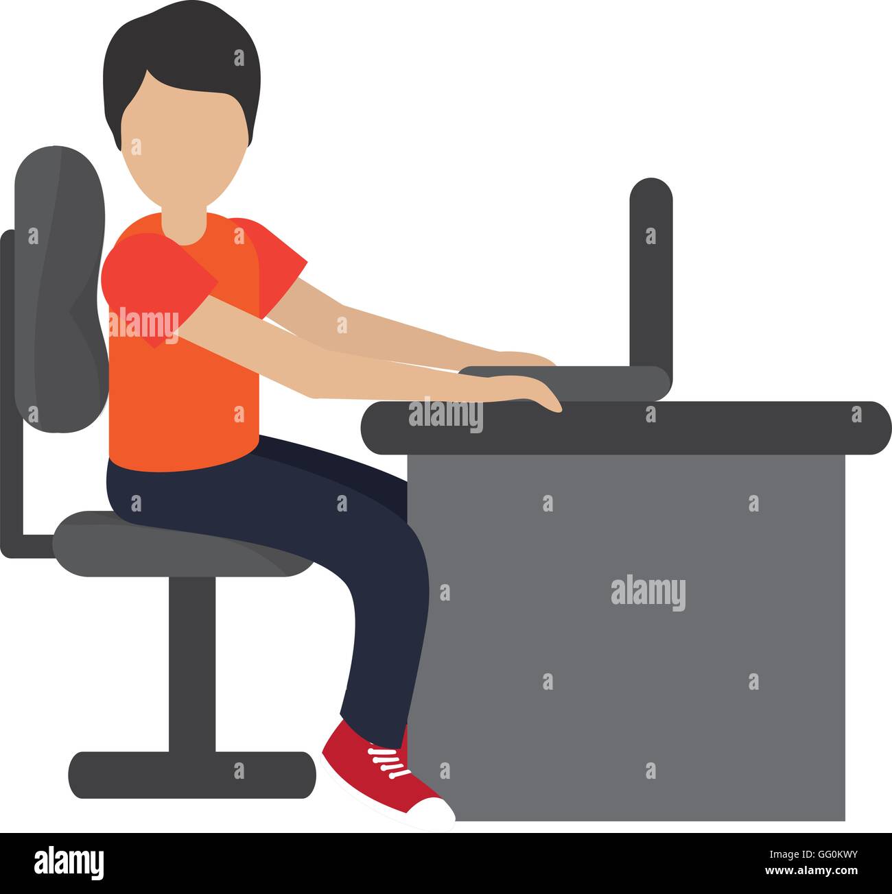 man using laptop on desk icon Stock Vector Image & Art - Alamy