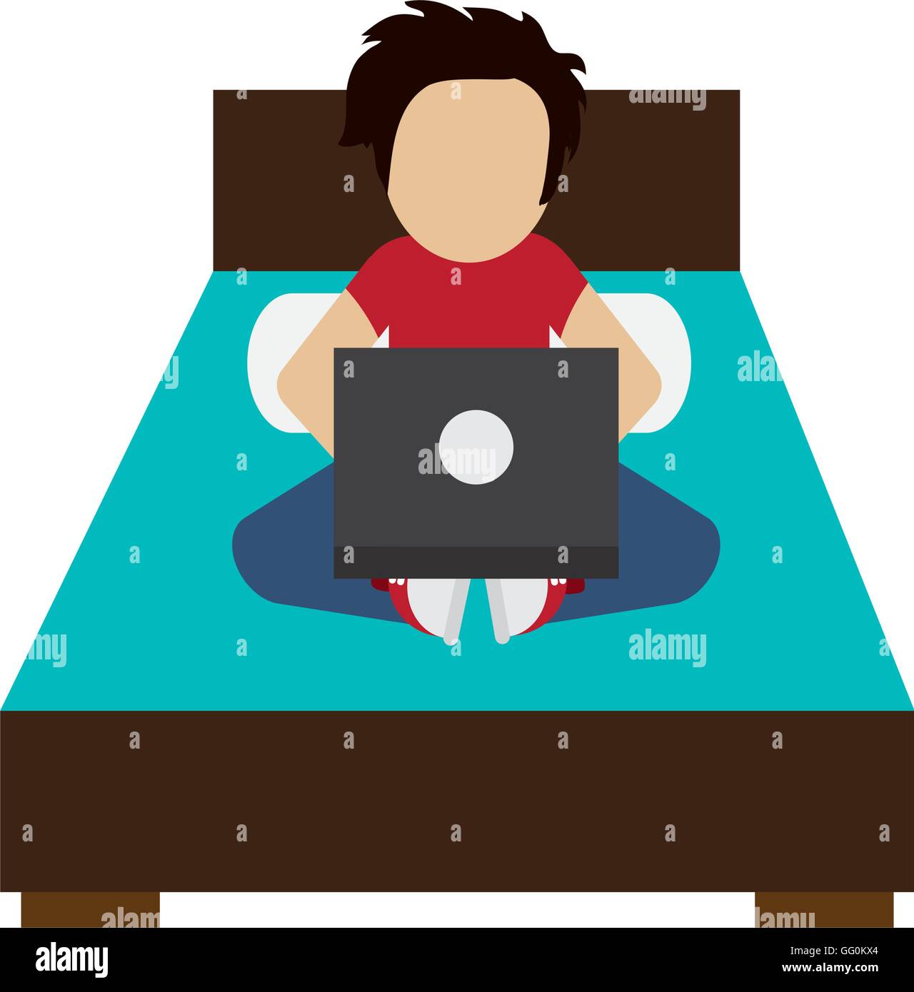 man using laptop on bed icon Stock Vector Image & Art - Alamy