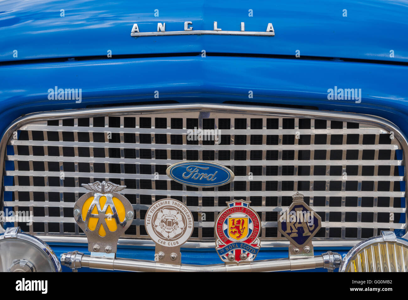 Vintage Ford anglia grille and badges Stock Photo - Alamy