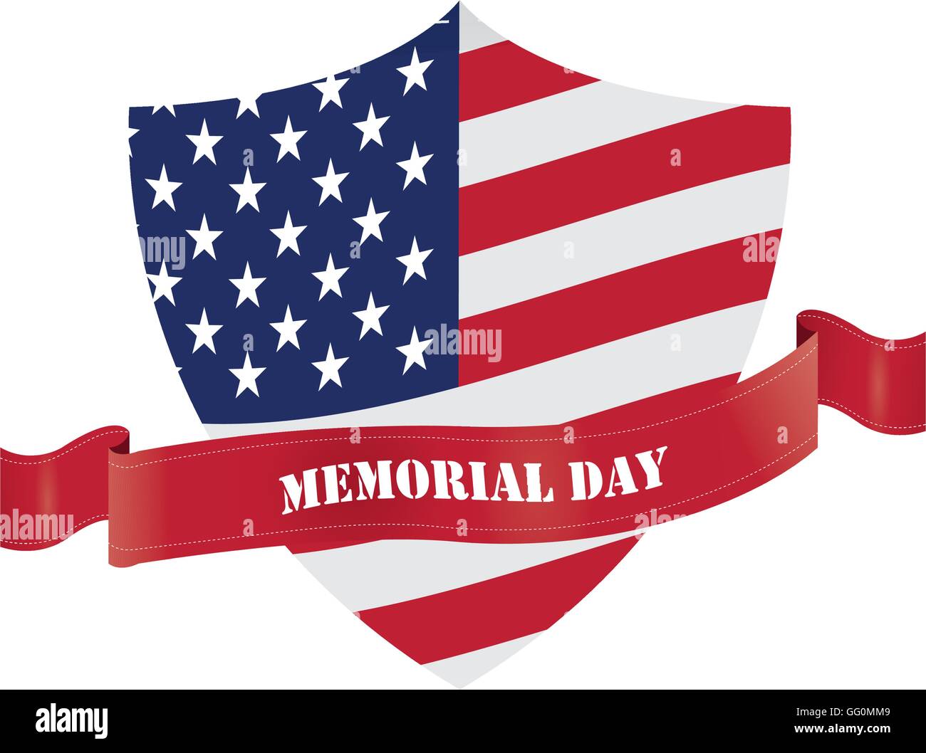 Isolated heraldry shield with the american flag and a ribbon with text ...