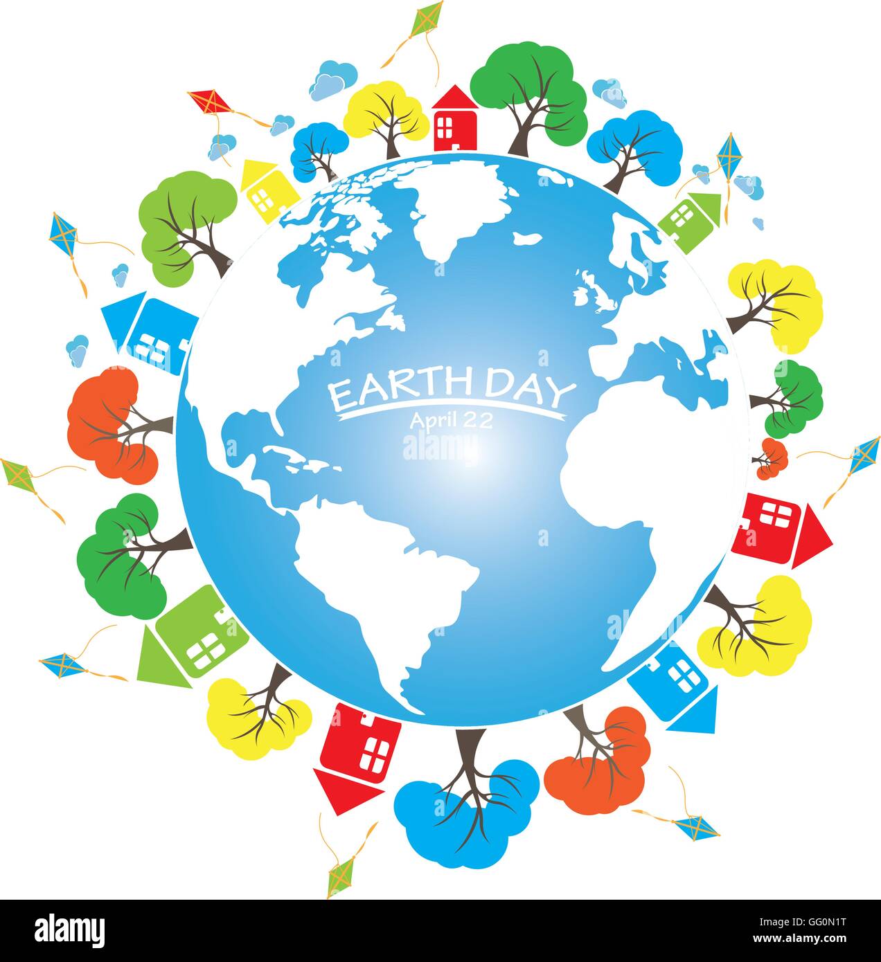 Isolated planet earth trees buildings hi-res stock photography and ...