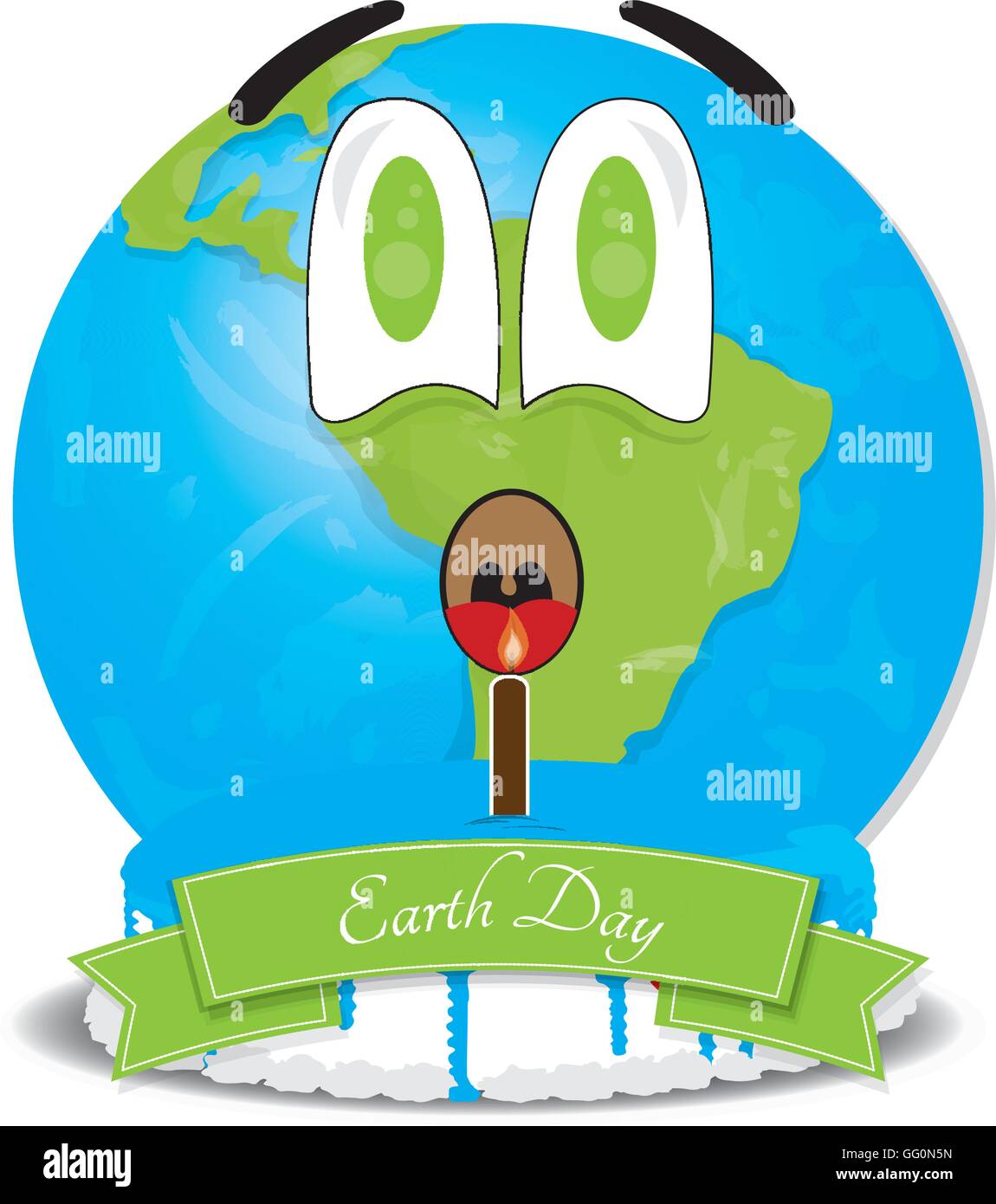Isolated planet earth with a face on a white background Stock Vector ...