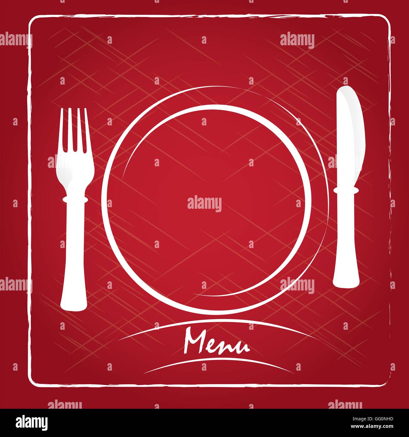 Textured background with text and silhouette of a dish and silverwares ...