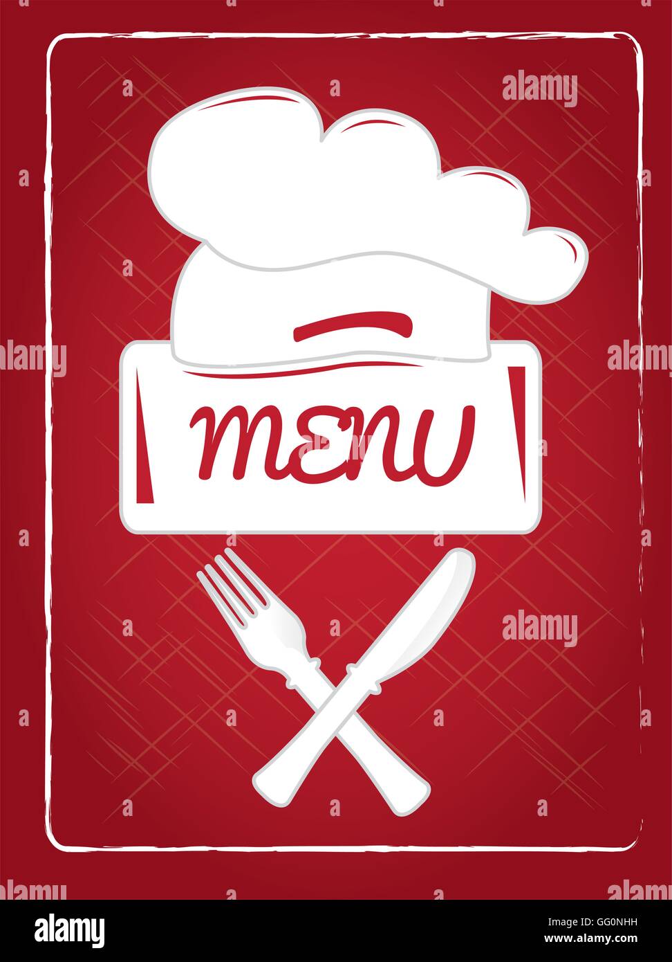 Isolated menu design with text, silverwares and a chef hat Stock Vector ...