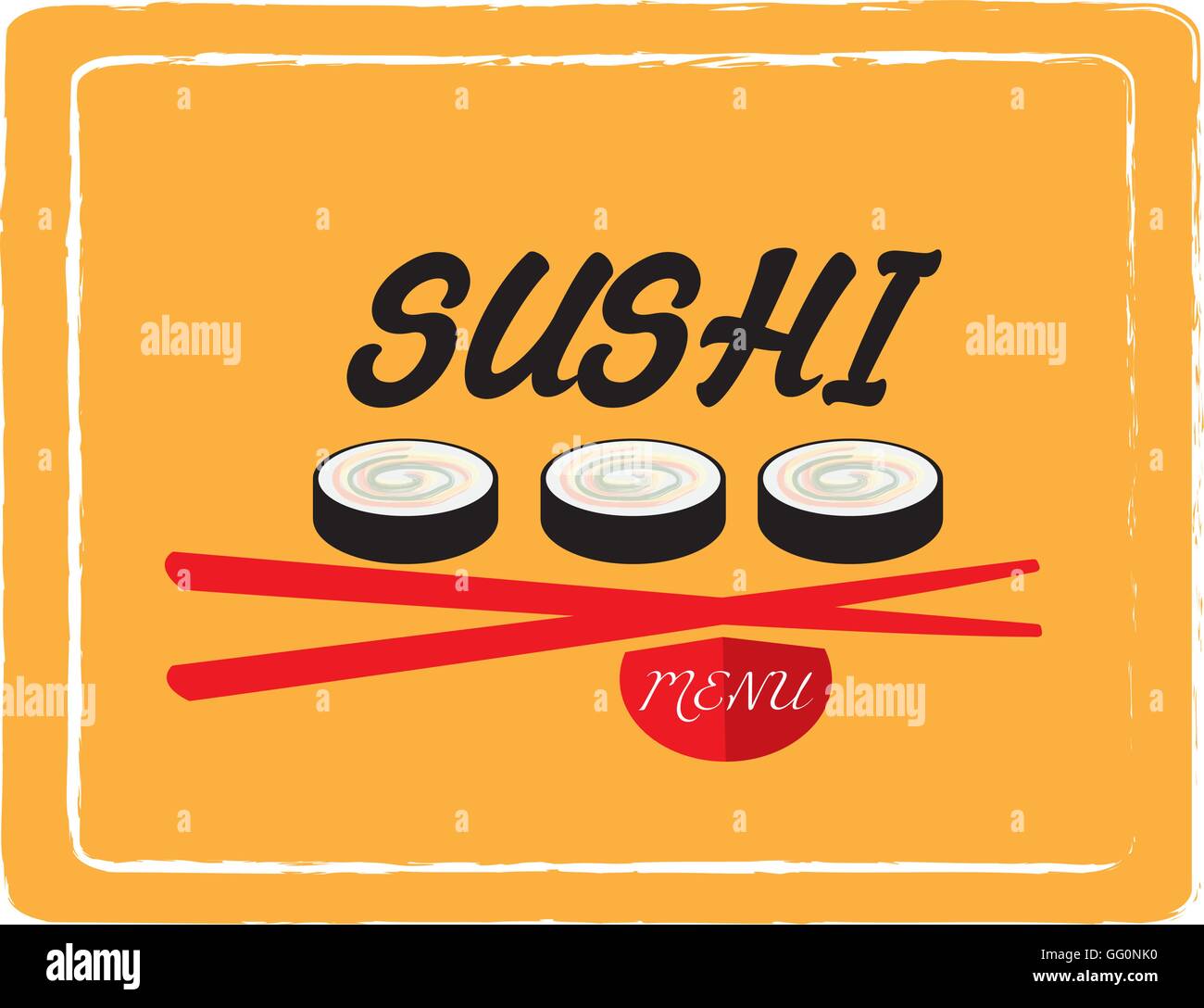 Isolated menu design with chopsticks and sushi Stock Vector Image & Art ...