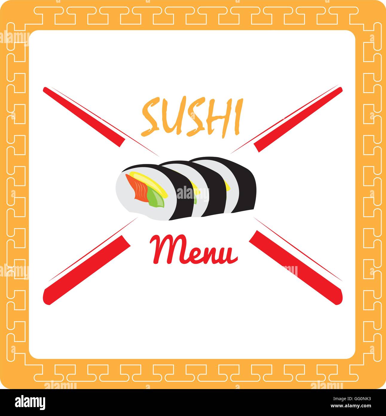 Menu design with traditional textures, chopsticks and sushi Stock ...