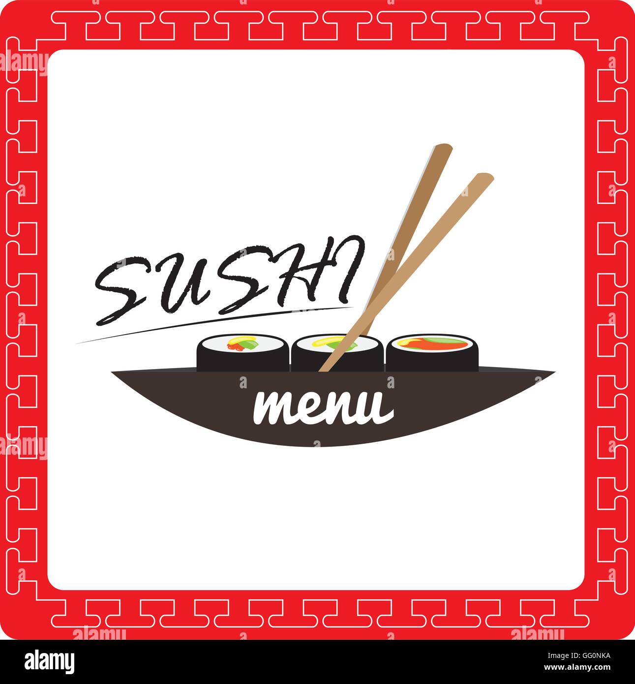 Menu design with traditional textures, chopsticks and sushi Stock ...