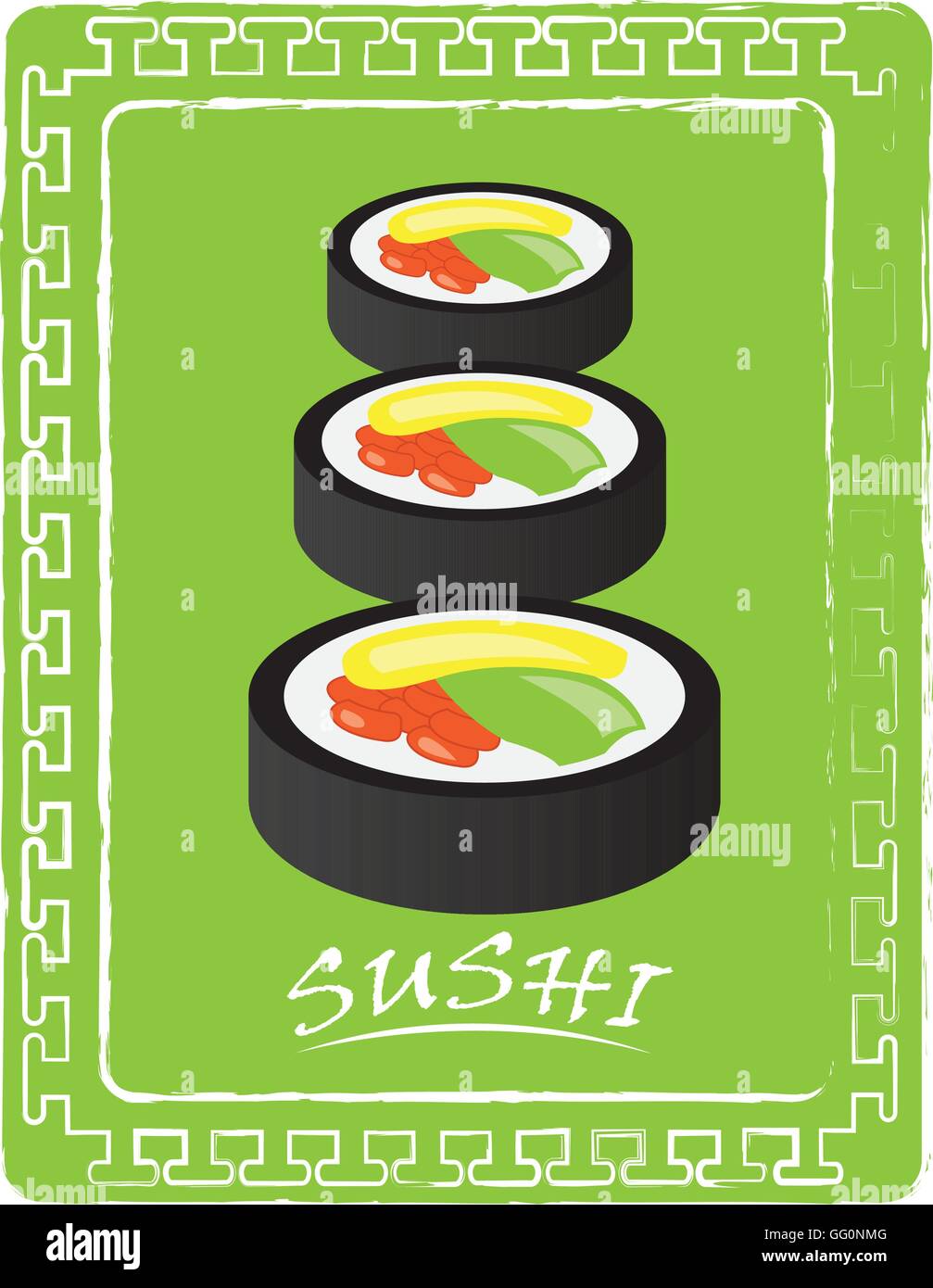 Isolated menu design with traditional textures, text and sushi Stock ...