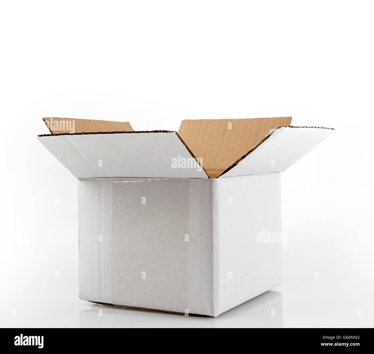 Open cardboard box on plain background Stock Photo - Alamy