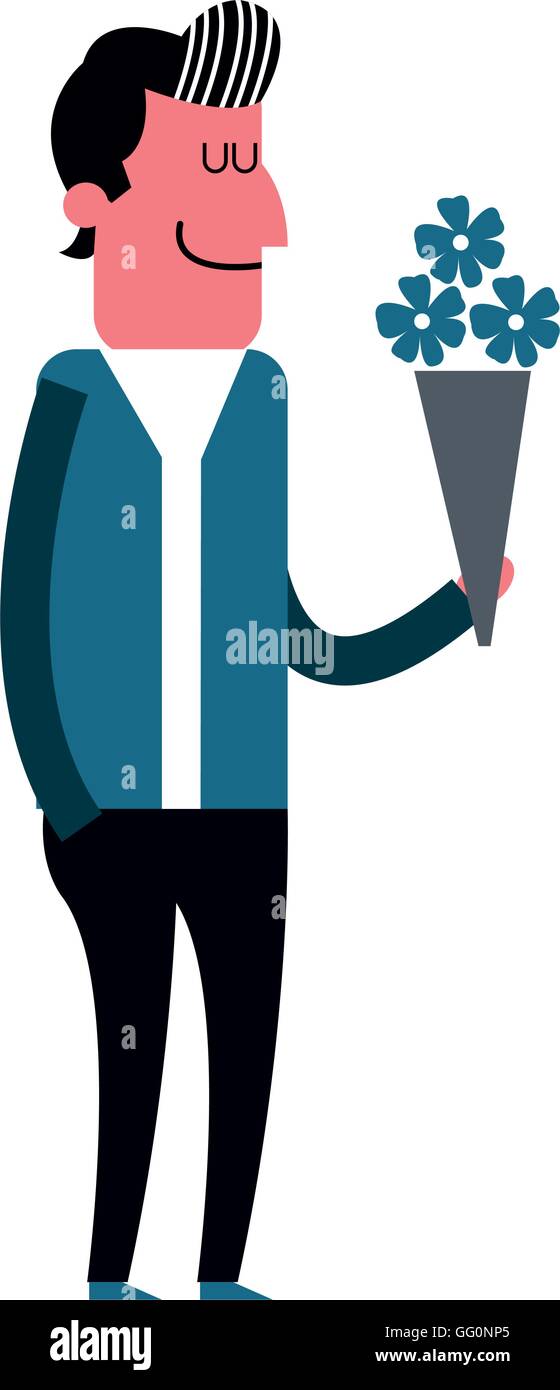 man with flower bouquet icon Stock Vector Image & Art - Alamy