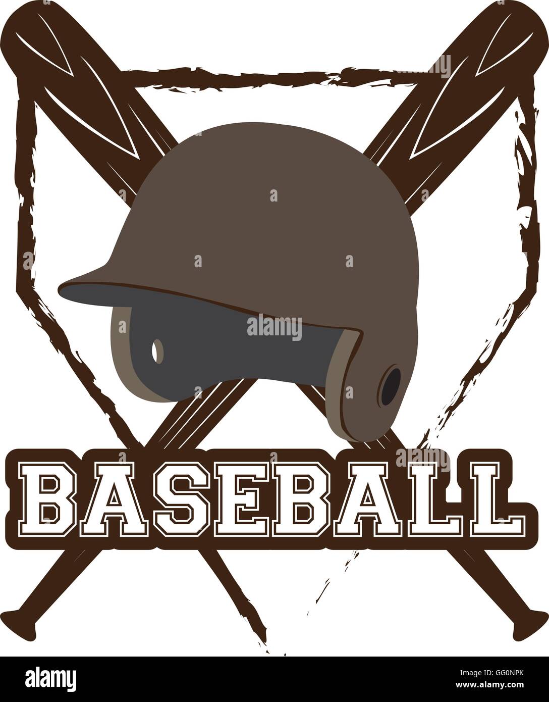 Isolated emblem with a pair of bats and a helm on a white background ...