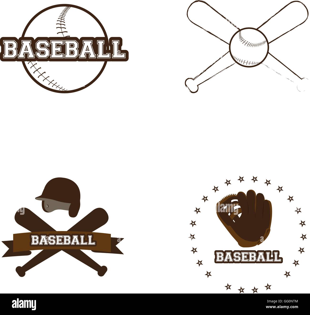 Set of different baseball elements on a white background Stock Vector ...