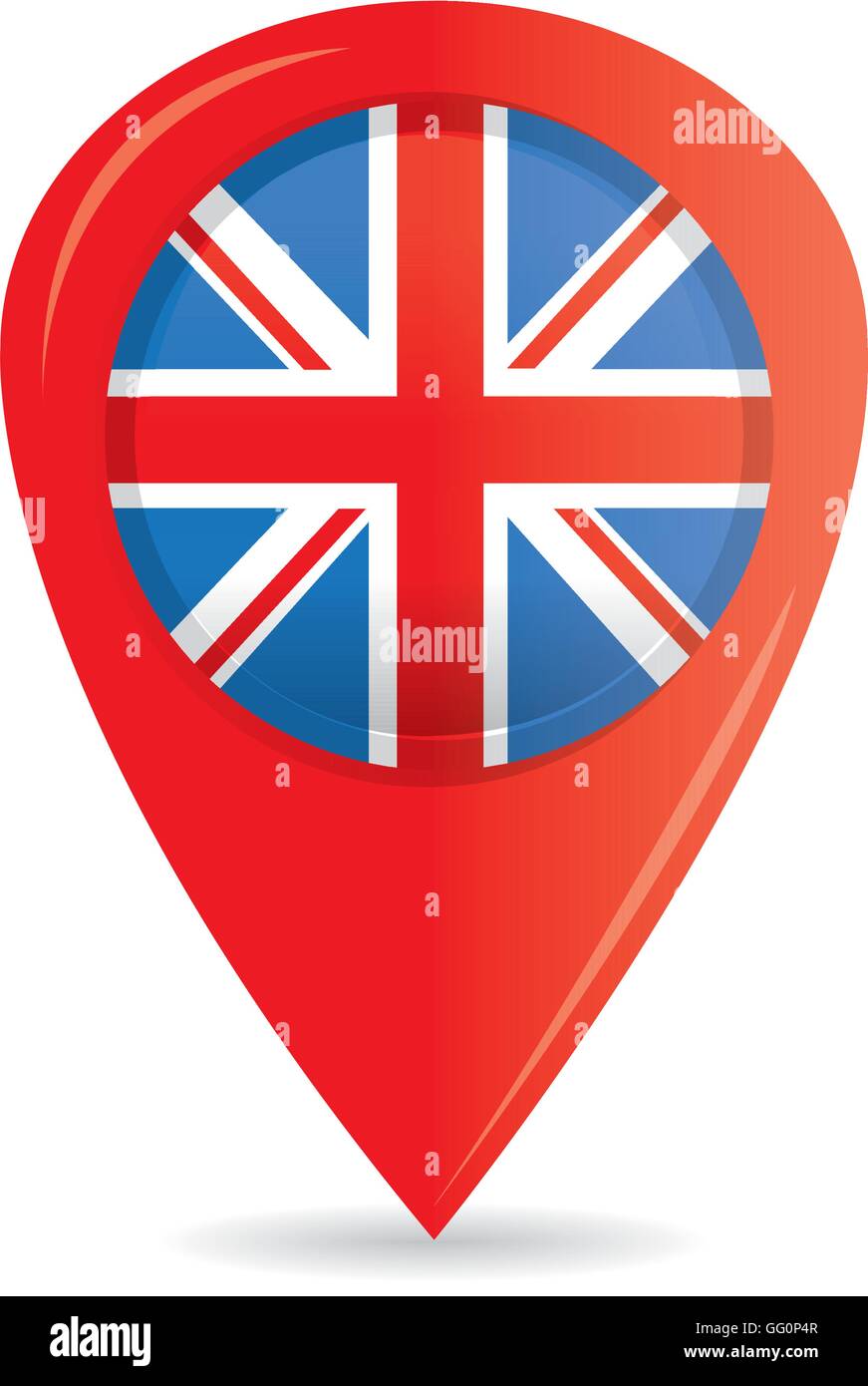 Isolated pin with the flag of the united kingdom on a white background ...