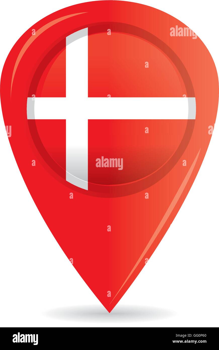 Isolated pin with the danish flag on a white background Stock Vector ...