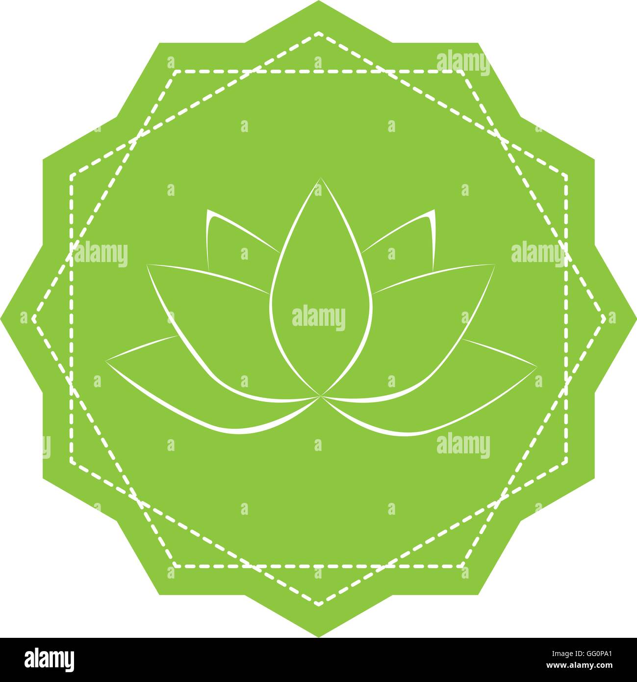 Isolated green sticker with a sketch of a lotus flower Stock Vector ...