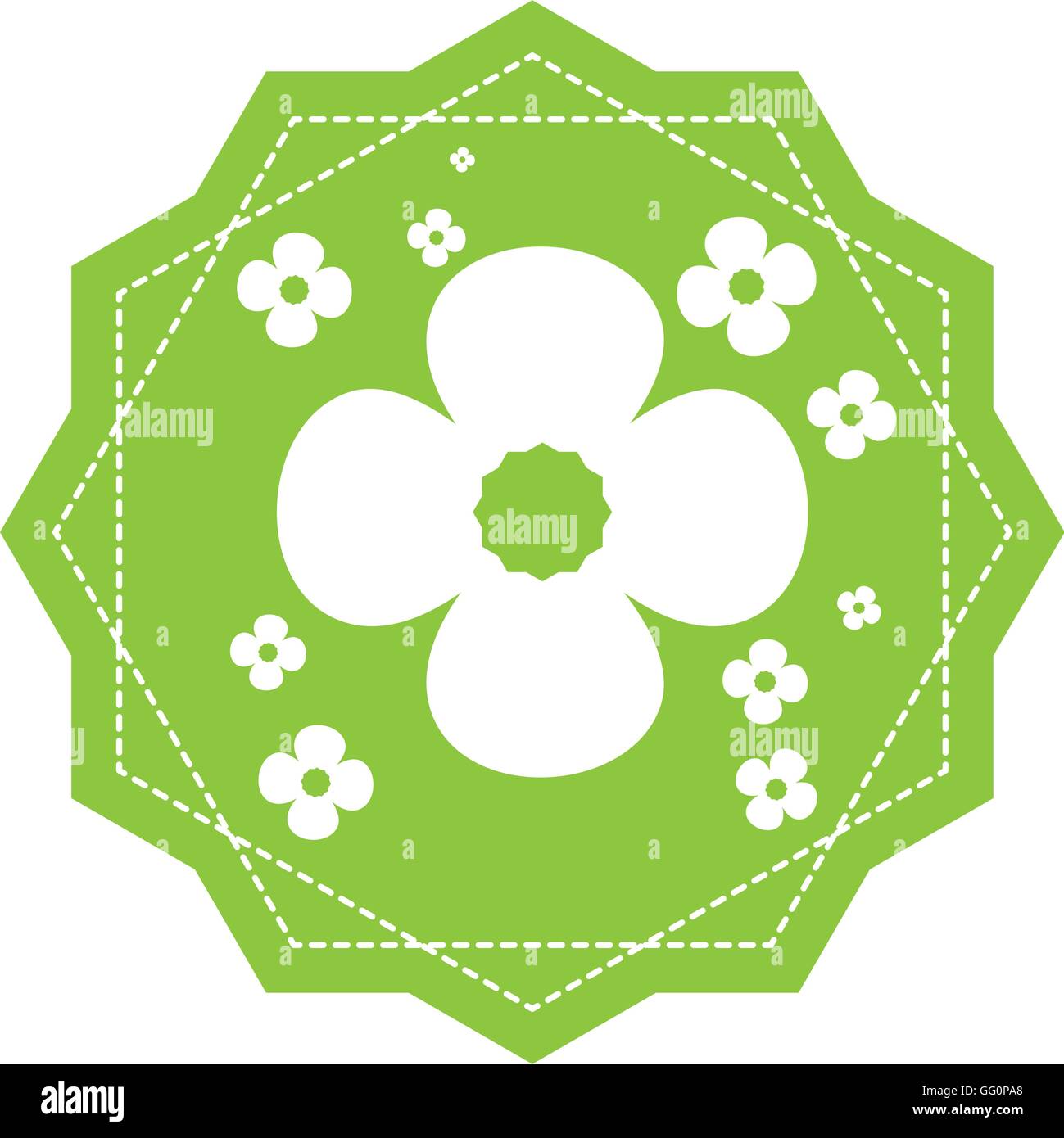 Isolated green sticker with silhouettes of flowers Stock Vector Image ...