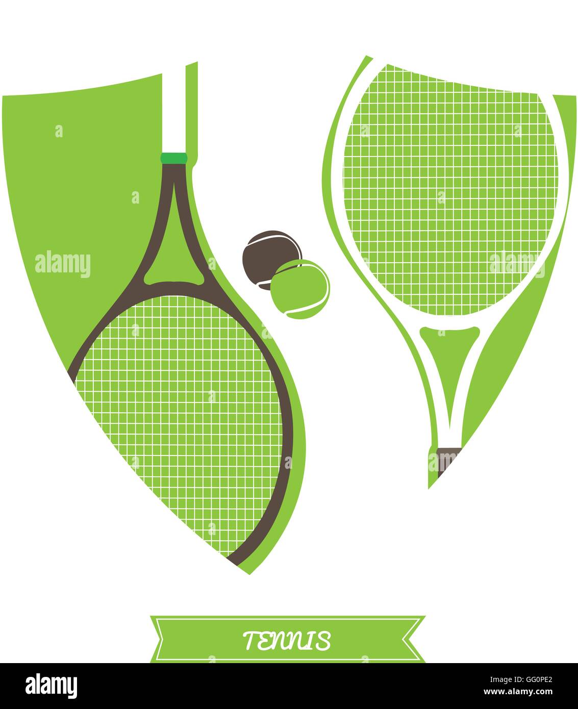 Isolated tennis emblem with tennis balls and tennis rackets on a white ...