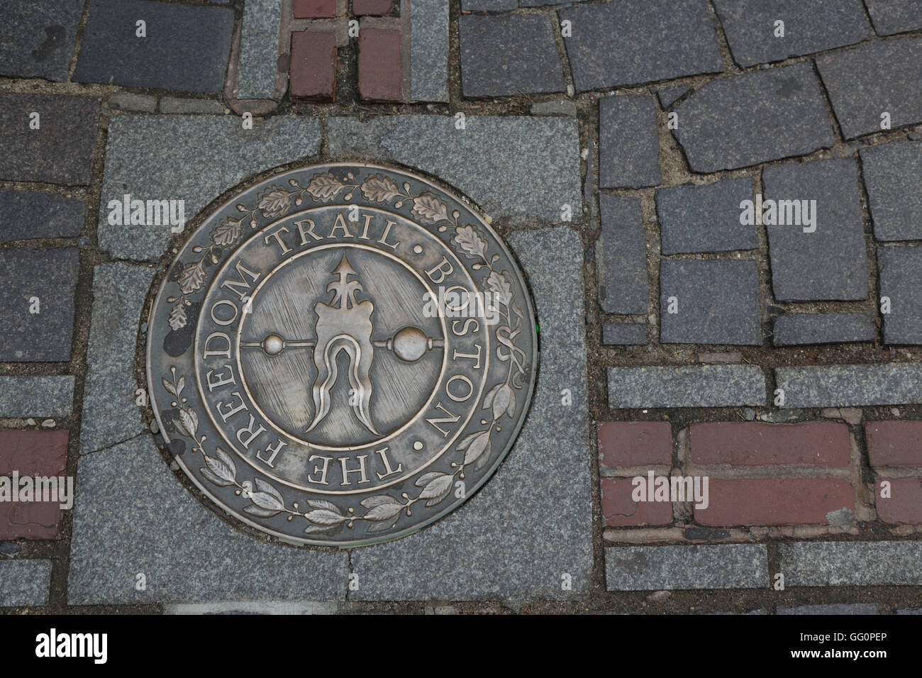 A photograph a sign for the Freedom Trail in Boston, Massachusetts, USA ...
