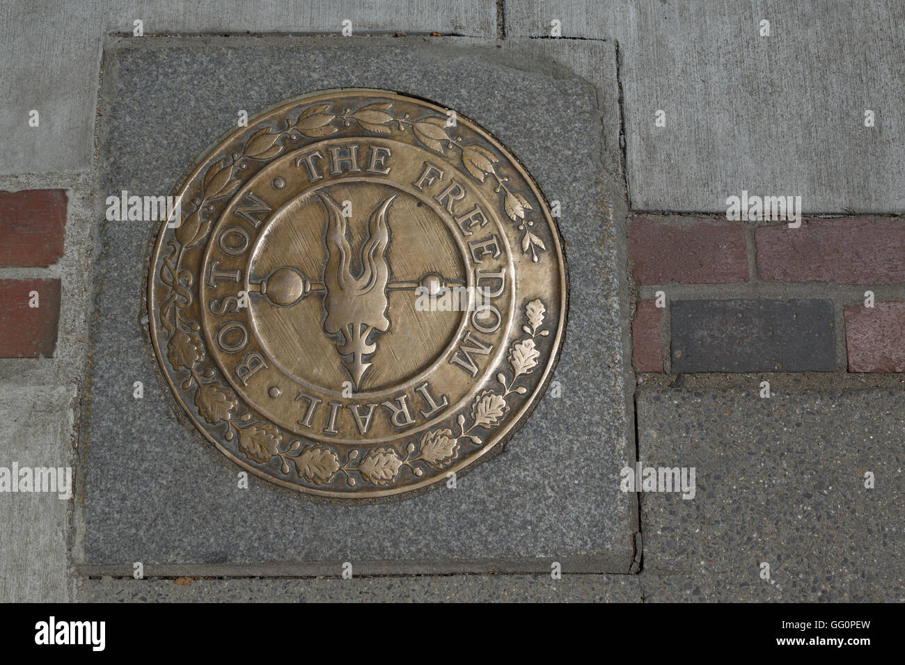 A photograph a sign for the Freedom Trail in Boston, Massachusetts, USA ...