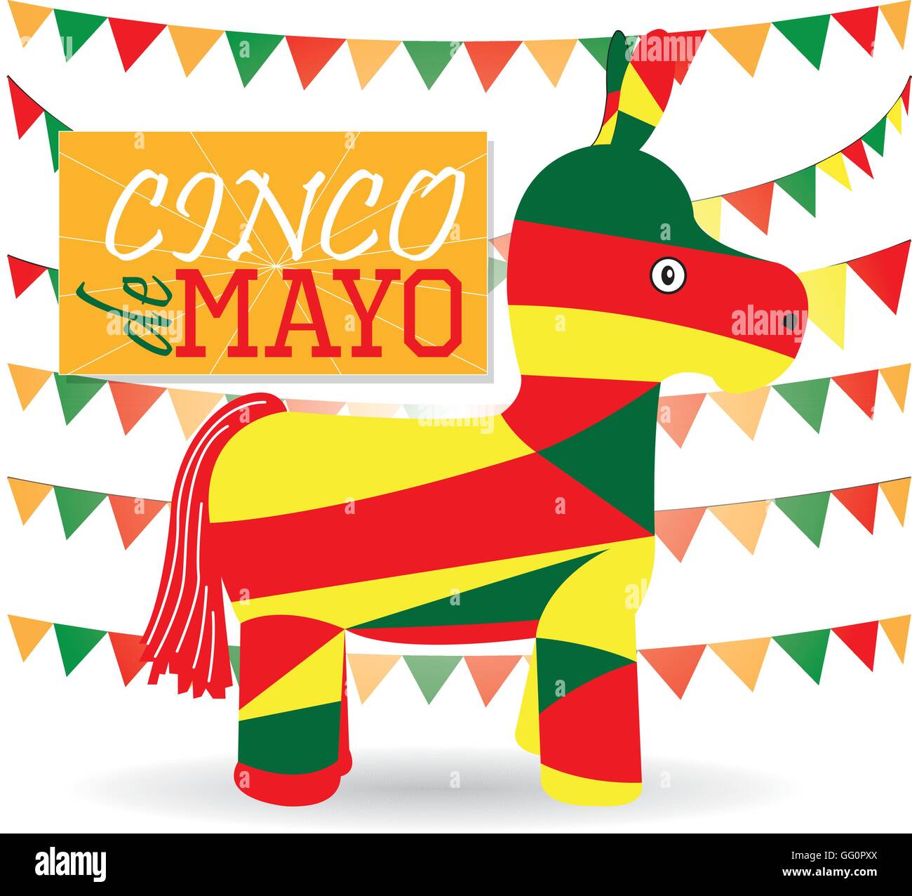 White background with text, ornaments and a piñata Stock Vector Image ...