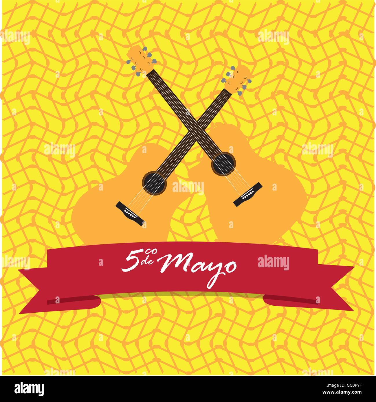 Textured background with a pair of guitars and a ribbon with text Stock ...