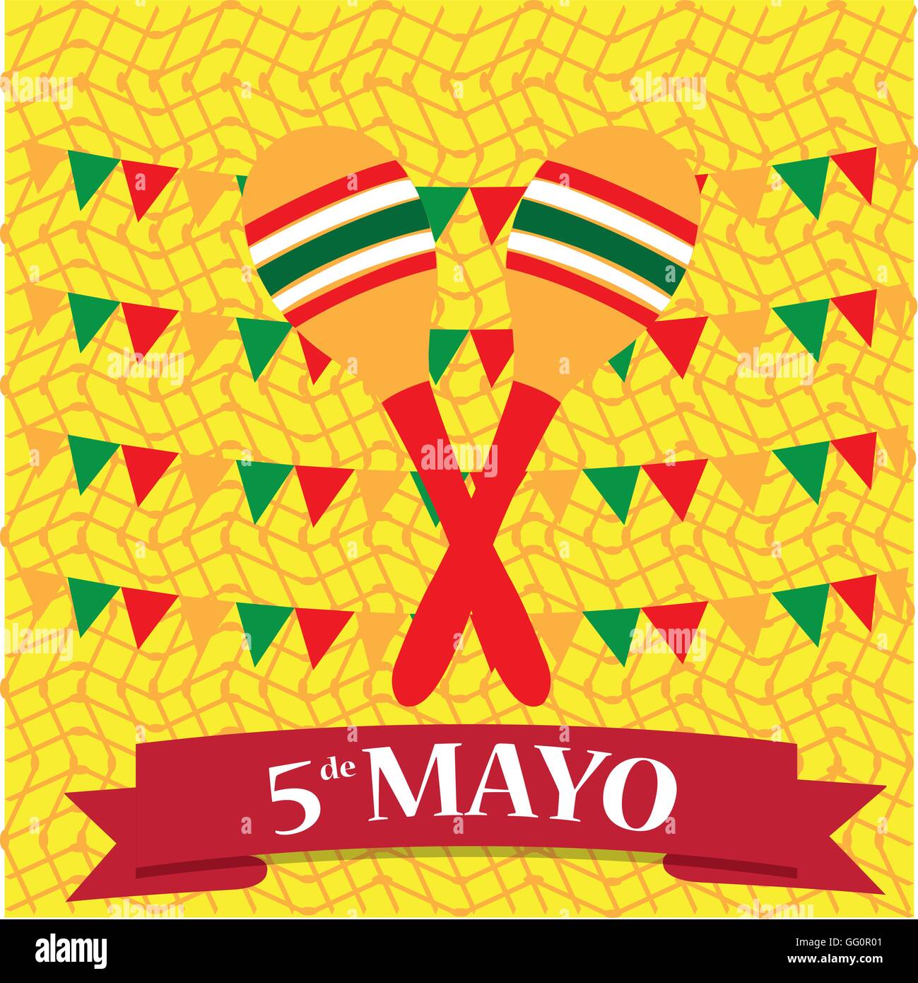 Textured background with a pair of maracas, ornaments and a ribbon with ...