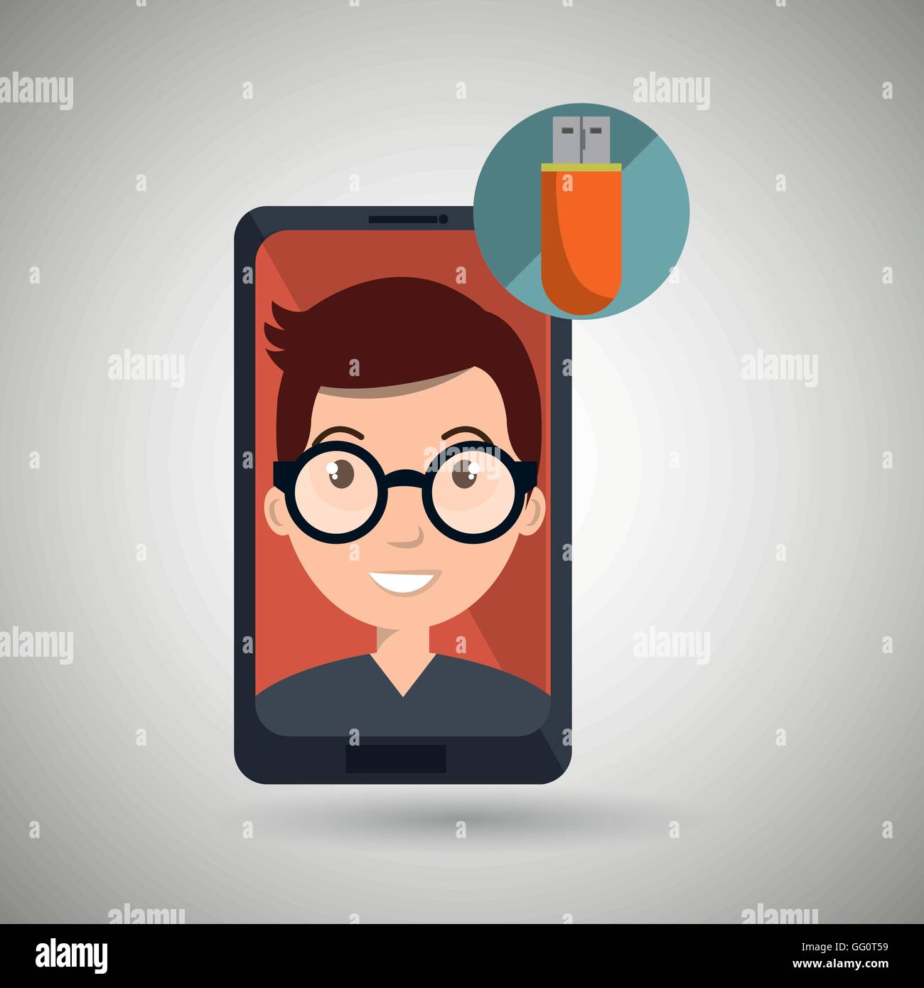 man smartphone usb symbol Stock Vector Image & Art - Alamy